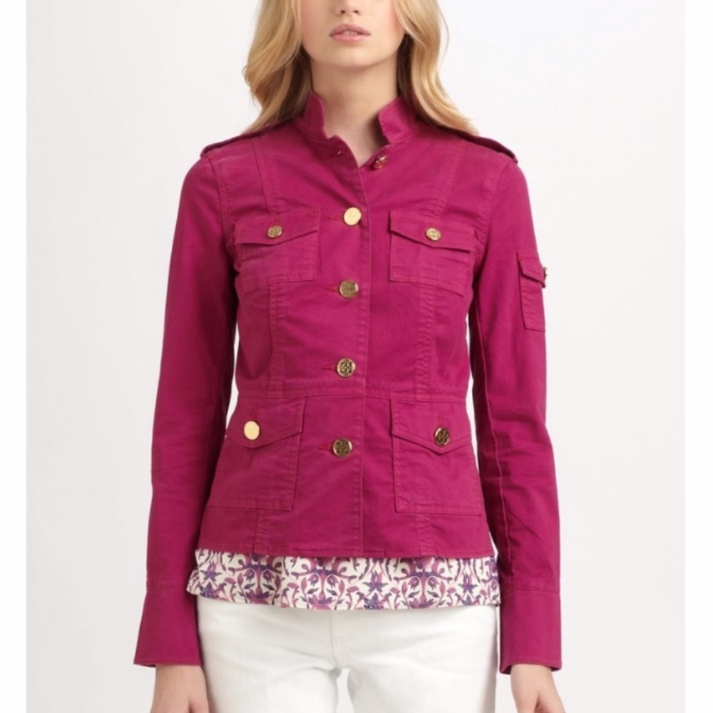 Tory Burch Shrunken Sergeant Fuchsia Jacket Xs - Gem